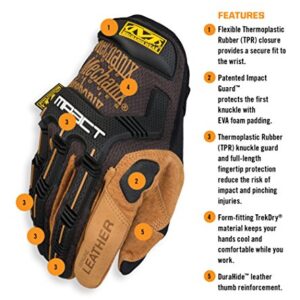 Mechanix Wear: M-Pact Durahide Leather Work Gloves with Secure Fit, Work Gloves with Impact Protection and Vibration Absorption, Safety Gloves for Men (Brown, X-Large)