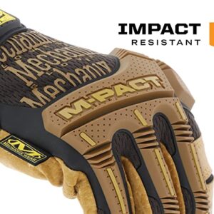 Mechanix Wear: M-Pact Durahide Leather Work Gloves with Secure Fit, Work Gloves with Impact Protection and Vibration Absorption, Safety Gloves for Men (Brown, X-Large)