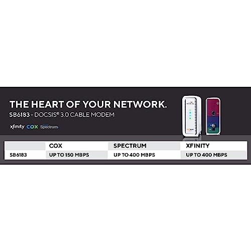 ARRIS SURFboard SB6183-RB DOCSIS 3.0 16x4 Gigabit Cable Modem, Comcast Xfinity, Cox, Spectrum and more, 1 Gbps Port, 400 Mbps Max Internet Speed, Easy Set-up with SURFboard Central App - RENEWED