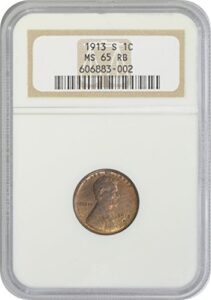 1913 s lincoln cent ms65 rb ngc