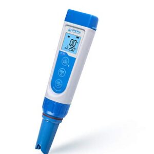 Apera Instruments, LLC-AI314 Premium Series EC60 Waterproof Conductivity Pocket Tester Kit, ±1% F.S Accuracy, Easy Switch of EC/TDS/Salinity, Replaceable Probe