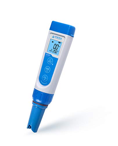 Apera Instruments, LLC-AI314 Premium Series EC60 Waterproof Conductivity Pocket Tester Kit, ±1% F.S Accuracy, Easy Switch of EC/TDS/Salinity, Replaceable Probe