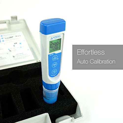 Apera Instruments, LLC-AI314 Premium Series EC60 Waterproof Conductivity Pocket Tester Kit, ±1% F.S Accuracy, Easy Switch of EC/TDS/Salinity, Replaceable Probe