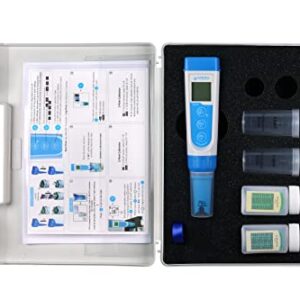 Apera Instruments, LLC-AI314 Premium Series EC60 Waterproof Conductivity Pocket Tester Kit, ±1% F.S Accuracy, Easy Switch of EC/TDS/Salinity, Replaceable Probe