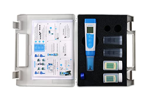 Apera Instruments, LLC-AI314 Premium Series EC60 Waterproof Conductivity Pocket Tester Kit, ±1% F.S Accuracy, Easy Switch of EC/TDS/Salinity, Replaceable Probe