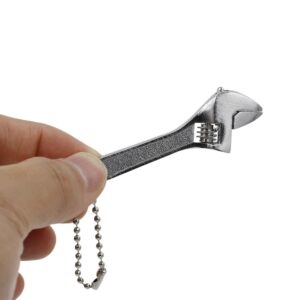 GENNEL 2.5 inch Tiny Adjustable Wrench, 2.5" Mini Size Adjustable Spanner, Silver Nut Wrench Tool, Jaw Capacity 0~10mm