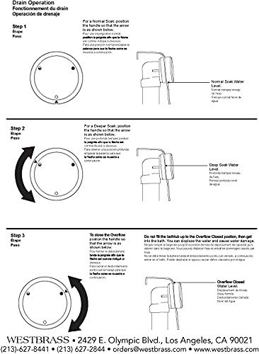 Westbrass D493CHM-26 Universal Patented Deep Soak Round Replacement 2-Hole Bathtub Overflow Cover for Full and Over-Filled Closure, 1 Pack, Polished Chrome - LOGO