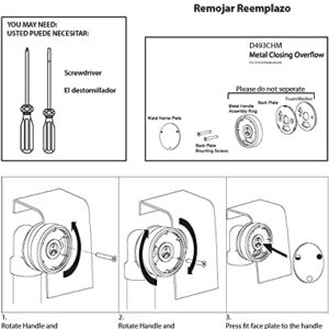 Westbrass D493CHM-26 Universal Patented Deep Soak Round Replacement 2-Hole Bathtub Overflow Cover for Full and Over-Filled Closure, 1 Pack, Polished Chrome - LOGO