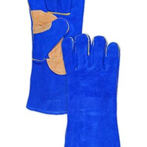 MAGID M1018 WeldPro Shoulder Split Cow Leather Welding Gloves, Standard, Blue (12 Pair)