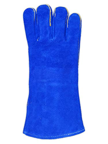 MAGID M1018 WeldPro Shoulder Split Cow Leather Welding Gloves, Standard, Blue (12 Pair)