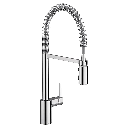 Moen Align Chrome One-Handle Pre-Rinse Spring Pulldown Kitchen Faucet with Pull Down Sprayer and Power Boost, Single Hole Kitchen Sink Faucet, 5923