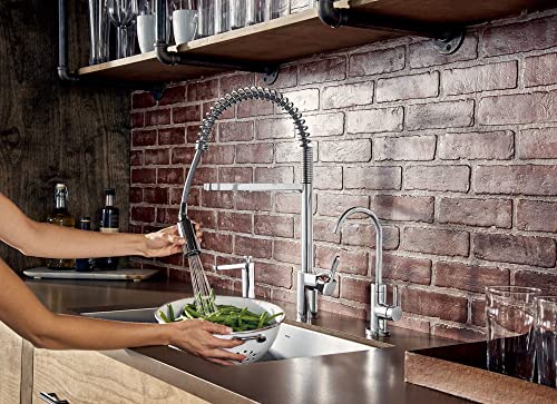 Moen Align Chrome One-Handle Pre-Rinse Spring Pulldown Kitchen Faucet with Pull Down Sprayer and Power Boost, Single Hole Kitchen Sink Faucet, 5923