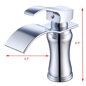 Chrome Bathroom Faucet Waterfall Single Handle One Hole Bathroom Vanity Sink Faucet