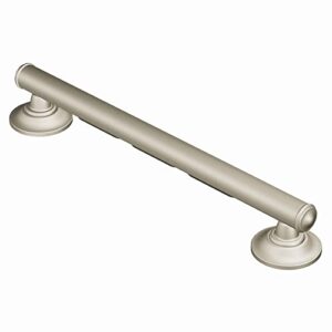 moen brushed nickel bathroom safety 16-inch shower grab bar with comfort grip pad for handicapped or elderly, r8716d1gbn