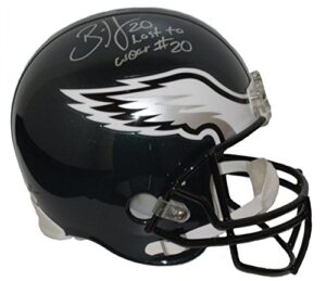 brian dawkins full size replica autographed philadelphia eagles helmet last to wear #20 jsa - autographed nfl helmets