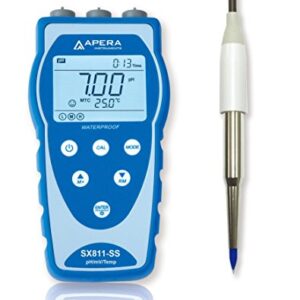 Apera Instruments SX811-SS Portable pH Meter for Food and Dairy Products, Equipped with Swiss LanSen Food-Grade Stainless Steel Spear Probe, Anti-Contamination