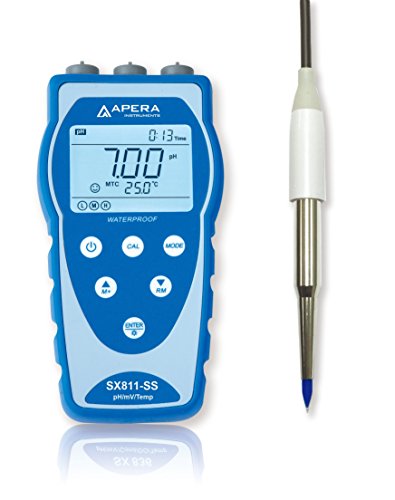 Apera Instruments SX811-SS Portable pH Meter for Food and Dairy Products, Equipped with Swiss LanSen Food-Grade Stainless Steel Spear Probe, Anti-Contamination