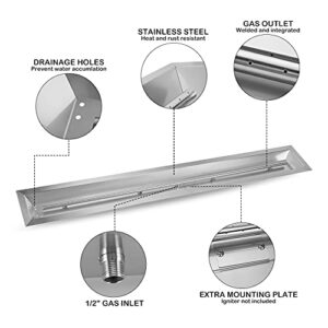 Stanbroil Stainless Steel Linear Trough Drop-in Fire Pit Pan and Burner 72 x 6-Inch