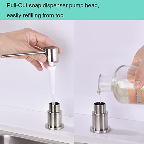 GICASA Soap Dispenser, Dish Soap Dispenser for Kitchen, Built in Kitchen Soap Dispenser Brushed Nickel Hand Soap Dispenser Pump, Liquid Lotion Countertop Soap Dispenser with 320ml Bottle