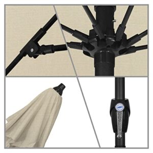 California Umbrella 9' Rd Sunbrella Aluminum Patio Umbrella, Crank Lift, Auto Tilt, Bronze Pole, Antique Beige