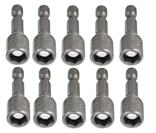 Hex Magnetic Power 8mm 5/16 Socket Adapter Drill Bit Nut Driver Set 1/4 inch Hex for Power Tools, 10-Piece