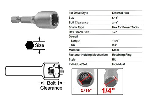 Hex Magnetic Power 8mm 5/16 Socket Adapter Drill Bit Nut Driver Set 1/4 inch Hex for Power Tools, 10-Piece