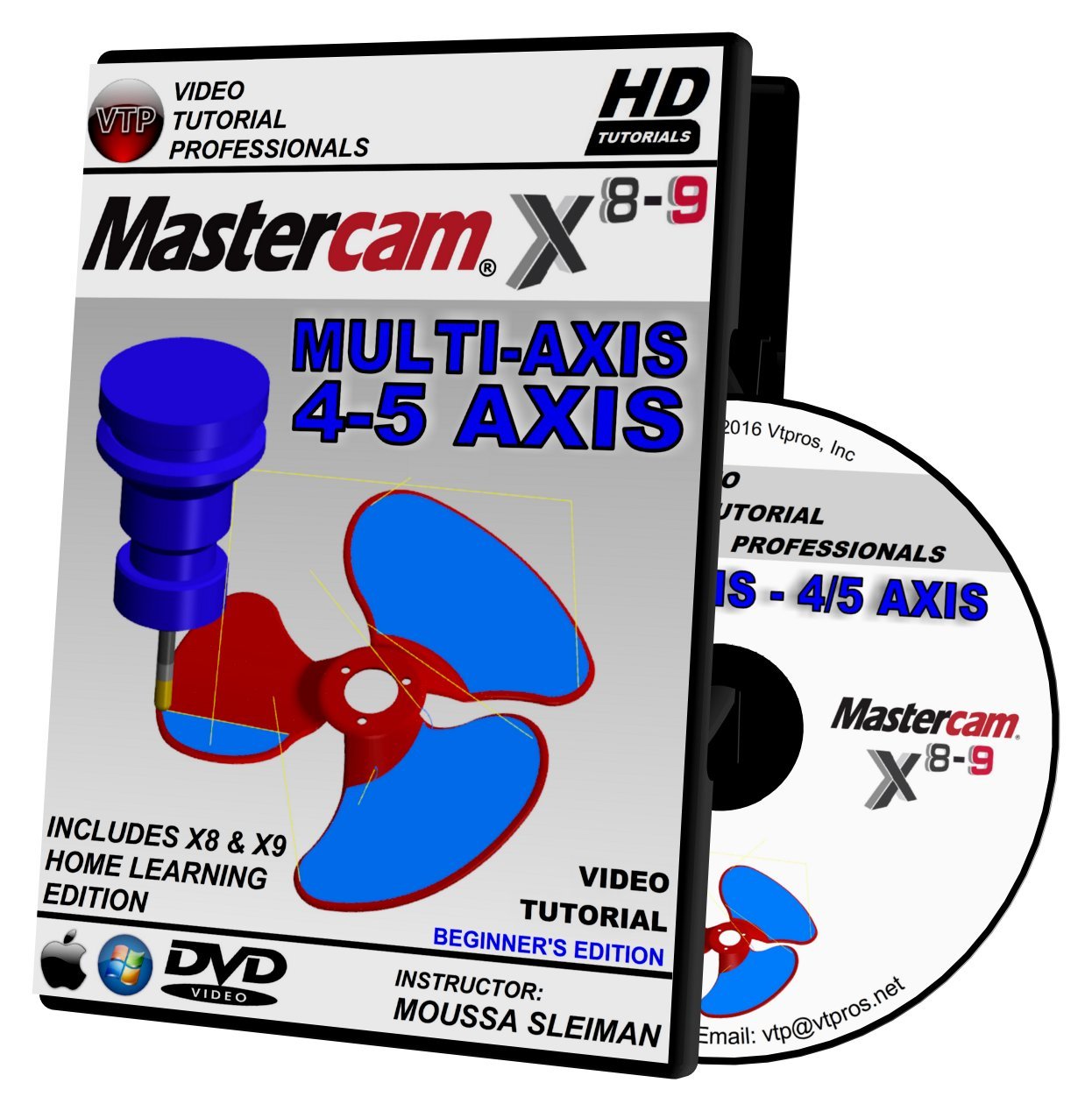 Mastercam X8-X9 2D Mill, 3D Advanced Mill, Lathe & C-Y Axis, Solids, & Multi-axis Beginner Video Tutorial Training Bundle