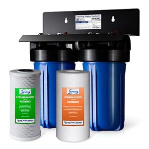 ispring wgb21b 2-stage whole house water filtration system, with 10" x 4.5" sediment cto(chlorine, taste, and odor) filter, 1" inlet/outlet