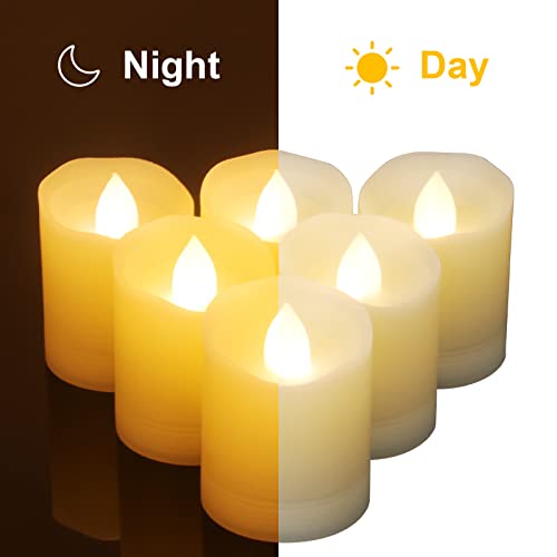 Flameless Candles Tea Lights Candles with Remote, Battery Operated Candles LED TeaLights with Timer Votive Candles Unscented Outdoor Warm White Fake Candles Flickering Candles 200 Hours,6 Set x 1.8"