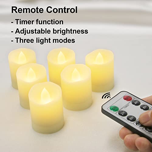 Flameless Candles Tea Lights Candles with Remote, Battery Operated Candles LED TeaLights with Timer Votive Candles Unscented Outdoor Warm White Fake Candles Flickering Candles 200 Hours,6 Set x 1.8"