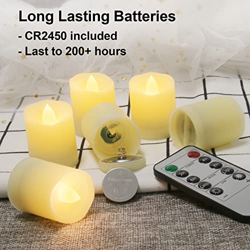 Flameless Candles Tea Lights Candles with Remote, Battery Operated Candles LED TeaLights with Timer Votive Candles Unscented Outdoor Warm White Fake Candles Flickering Candles 200 Hours,6 Set x 1.8"