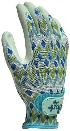 DIGZ 7612 Extra Grip Latex-Free Polyurethane Coated Gardening Gloves, Work Gloves with Adjustable Wrist, Diamond Pattern, Medium