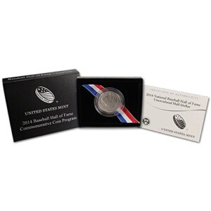 2014 d us baseball hall of fame commemorative unc half dollar 50c in ogp w/coa uncirculated u.s. mint