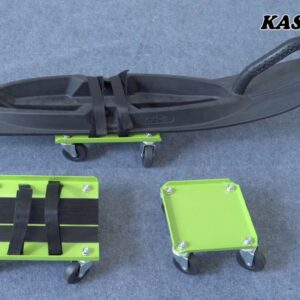 KASTFORCE Snowmobile Dolly Heavy Duty carries up to 1500 lbs (682 kg) V-Slide With 2.5” PVC Swivel Casters Rubber Pad Protecting Skis and 2 Pairs of Heavy Duty Straps Firmly Attaching on Skis KF2014