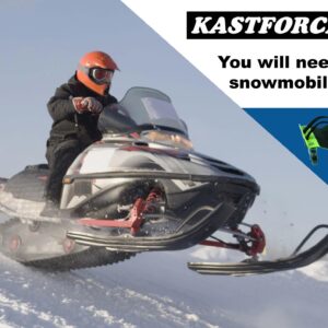 KASTFORCE Snowmobile Dolly Heavy Duty carries up to 1500 lbs (682 kg) V-Slide With 2.5” PVC Swivel Casters Rubber Pad Protecting Skis and 2 Pairs of Heavy Duty Straps Firmly Attaching on Skis KF2014