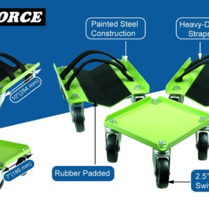 KASTFORCE Snowmobile Dolly Heavy Duty carries up to 1500 lbs (682 kg) V-Slide With 2.5” PVC Swivel Casters Rubber Pad Protecting Skis and 2 Pairs of Heavy Duty Straps Firmly Attaching on Skis KF2014