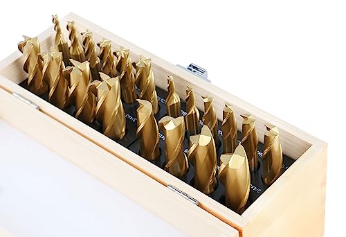 Accusize Industrial Tools 20 Pc Hss Tin Coated End Mill Set, 2 Flute and 4 Flute, Cutting Diameter from 3/16'' up to 3/4'', 1810-0100