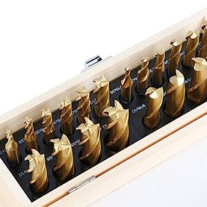 Accusize Industrial Tools 20 Pc Hss Tin Coated End Mill Set, 2 Flute and 4 Flute, Cutting Diameter from 3/16'' up to 3/4'', 1810-0100