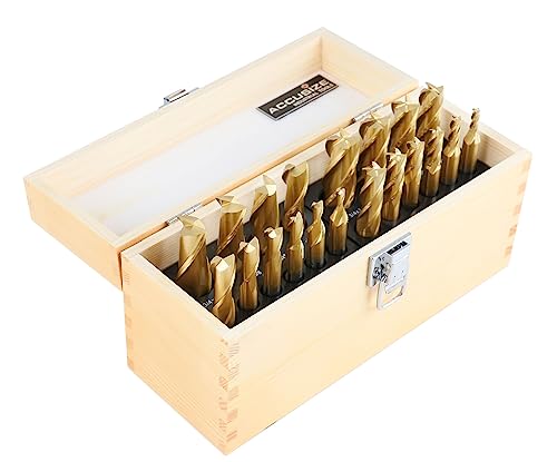 Accusize Industrial Tools 20 Pc Hss Tin Coated End Mill Set, 2 Flute and 4 Flute, Cutting Diameter from 3/16'' up to 3/4'', 1810-0100