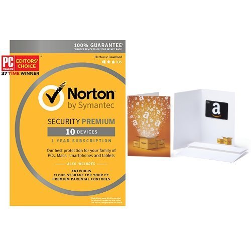 Norton Security Premium - 10 Devices [Key Card] with Amazon.com $10 Gift Card