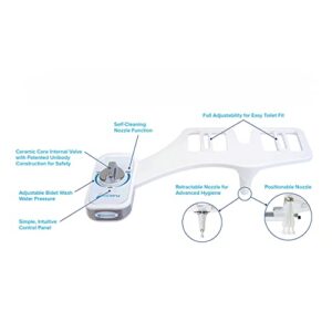 Brondell PureSpa Easy Bidet - Non-Electric Bidet Attachment with Self-Cleaning Nozzles, Adjustable Bidet Spray, and Pressure Controls