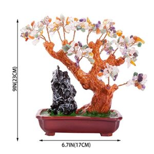 THY COLLECTIBLES Stunning Feng Shui Mix Gemstone Quartz Bonsai Money Tree