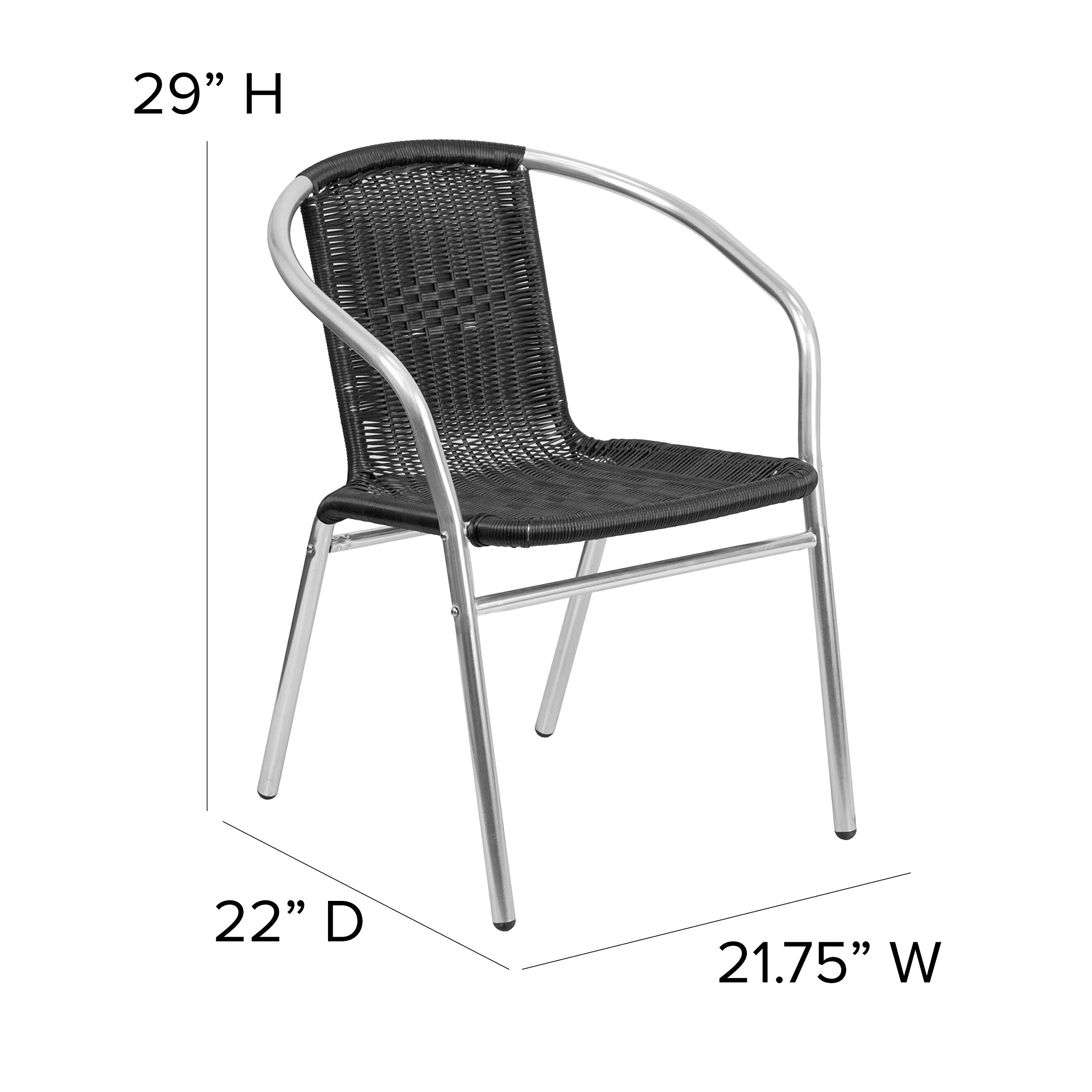 Flash Furniture Commercial Aluminum and Black Rattan Indoor-Outdoor Restaurant Stack Chair