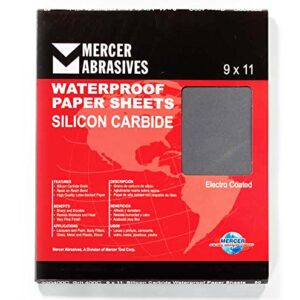 Mercer Industries 220220A - 9 x 11 Silicon Carbide Waterproof Paper Sheets, Grit 220A (50 pack)