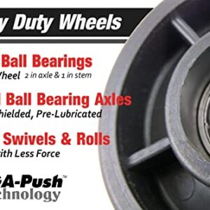 4 Tire Car Wheel Dolly Heavy Duty MEGA-Push Skates Triple Ball Bearings with Brakes 6000 lb Capacity Red