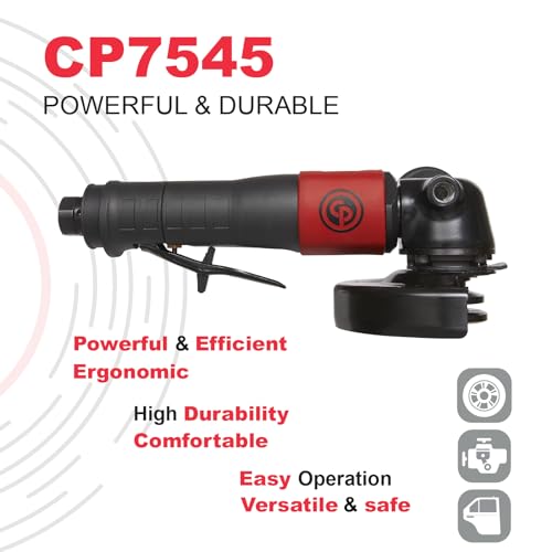 Chicago Pneumatic CP7545-B - Air Grinder Tool, Welder, Woodworking, Automotive Car Detailing, Stainless Steel Polisher, Heavy Duty, Right Angle Grinder, 4.5 Inch (115 mm), 1.13 HP/840W - 12000RPM