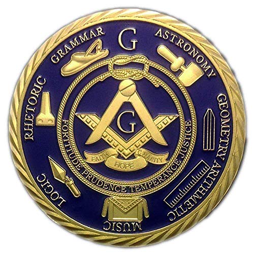 AtSKnSK 1 OZ Masonic Coins Gold Plated Freemason Challenge Coin