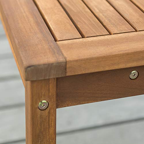 Walker Edison Rendezvous Modern Solid Acacia Wood Slatted Patio Bench, 53 Inch, Brown