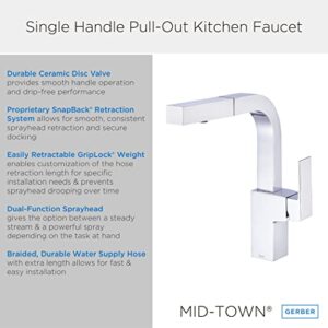 Gerber Plumbing Mid-Town Pull-Out Kitchen Faucet with Snapback Retraction