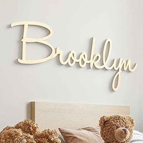 Personalized Custom Wooden Name Sign - BROOKLYN Font Baby Name Sign For Nursery and Wall Decor (12"-55" Wide) - PAINTED Wood Letter Nursery Decor - Wall Art For Girl or Boy Room By 48 Hour Monogram